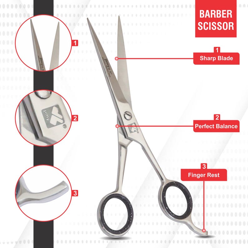 Barber Sharp Edge Scissors 6.5" Professional Hair Cutting Shears Salon ...