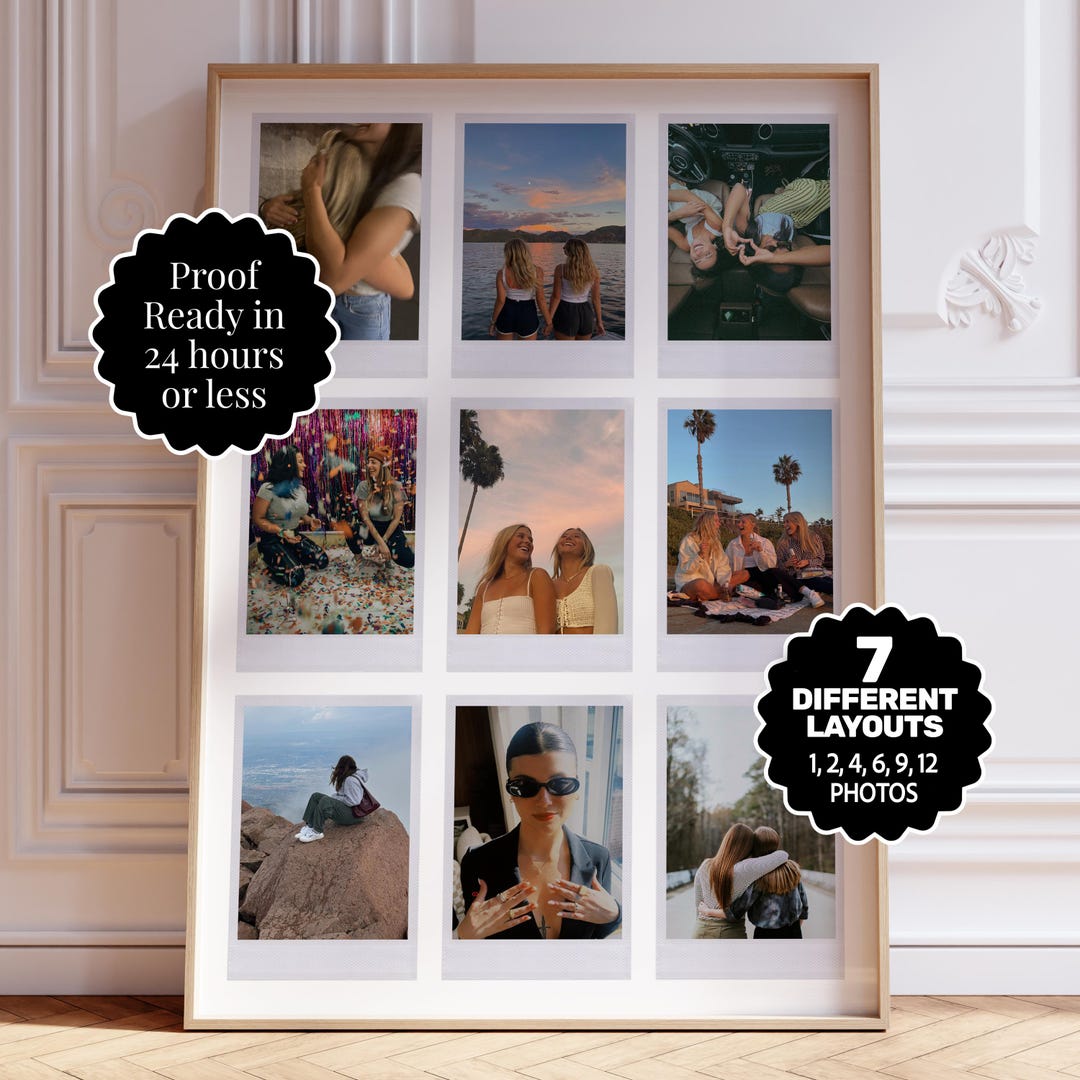 Custom Polaroid Collage Print: Personalized Photo Gift, Unframed ...
