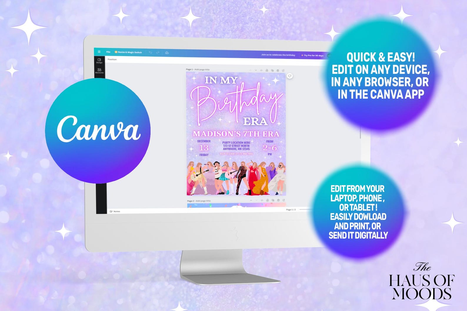 Trendy Birthday Era Invitation, Girl Birthday Party (digital Download ...