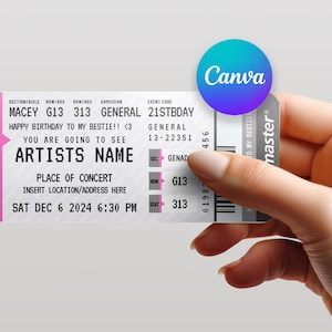 Ticketmaster Ticket | Concert Ticket Template | Surprise Concert Tickets | Birthday Gift ...