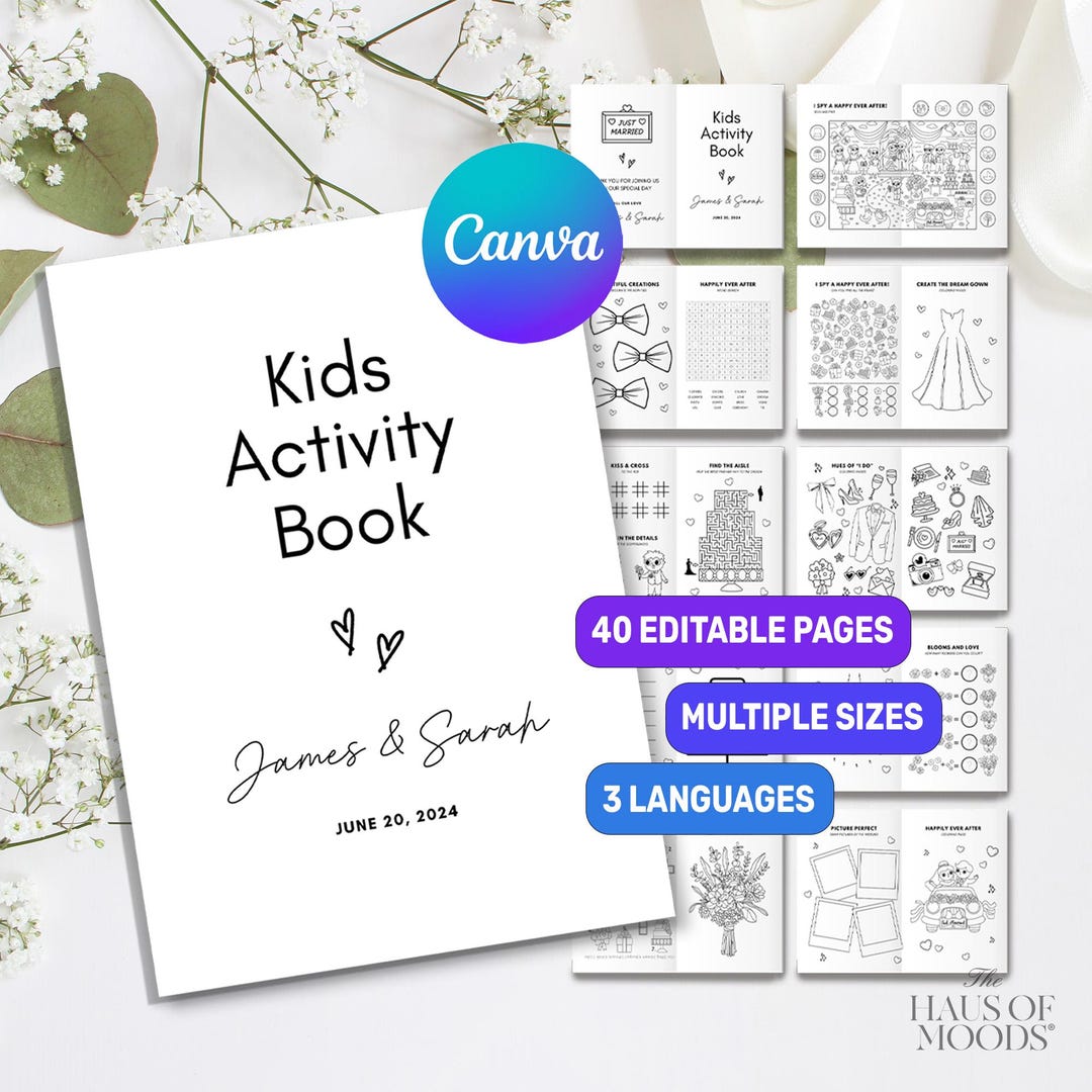 Personalized Wedding Coloring Book | 20 Editable Activity Pages for ...