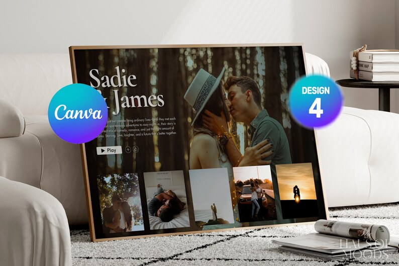Personalized Romantic Movie Poster Template | Canva DIY Gift (digital ...