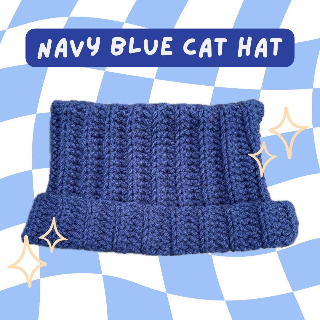 Navy Blue Cat Hat - Etsy
