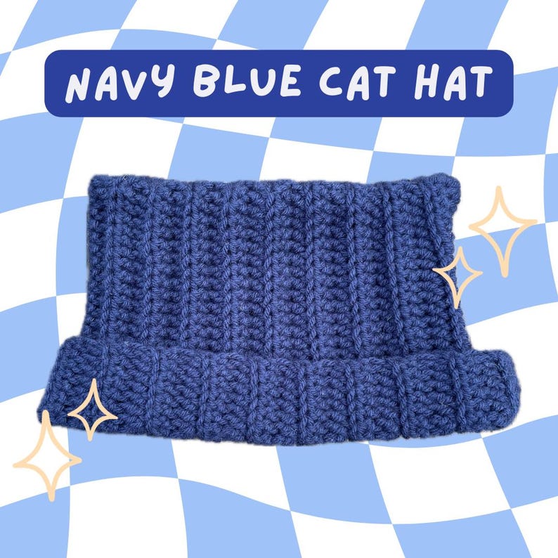 Navy Blue Cat Hat - Etsy