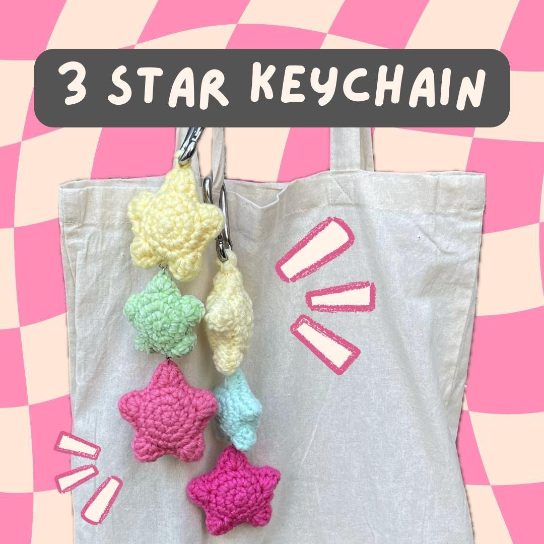 Star Crochet Keychains Handmade Kawaii Cute Anime Bag Charm Backpack ...