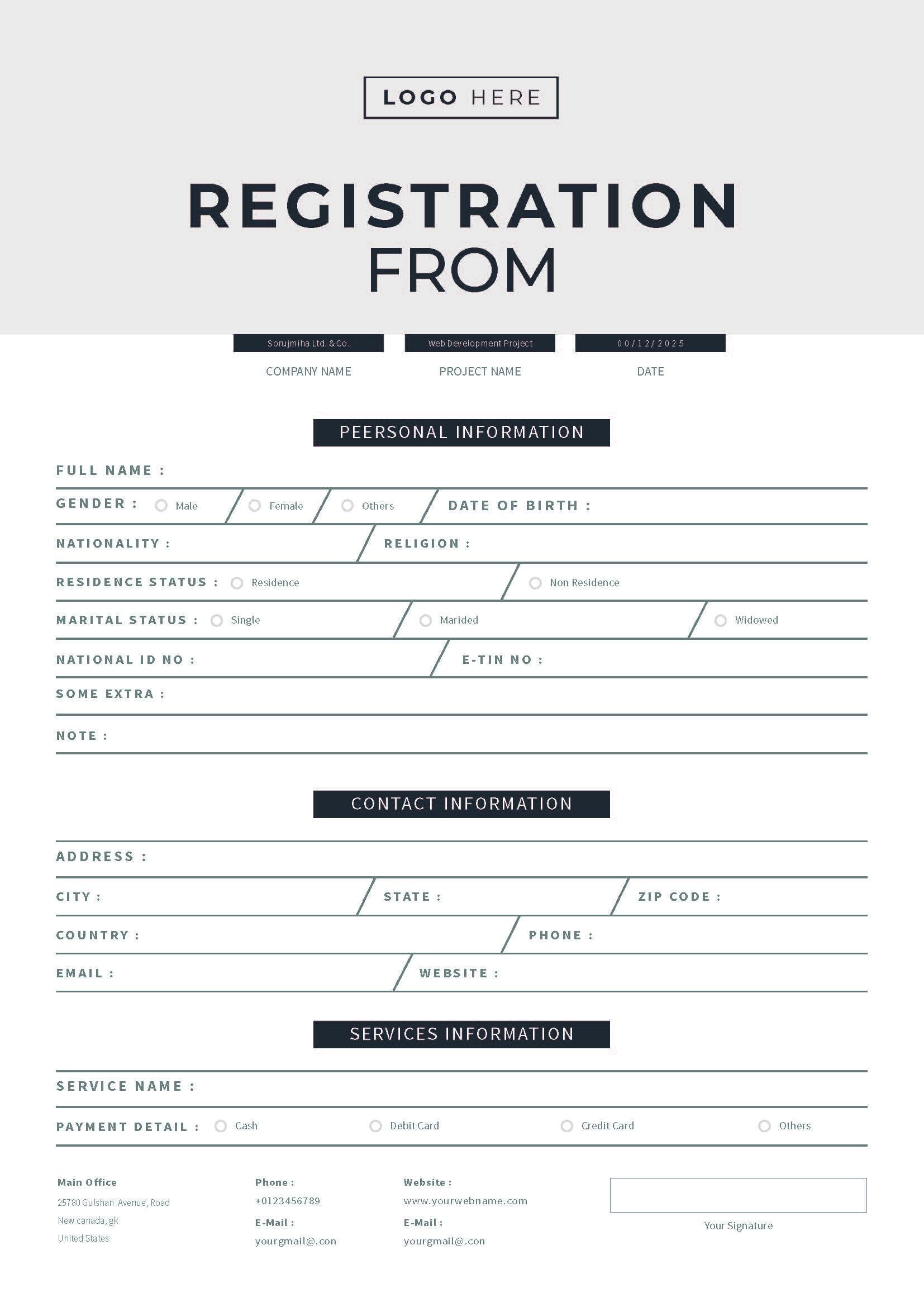 Registration Form | Custom Registration Form | Registration Form Template | Registration Form ...
