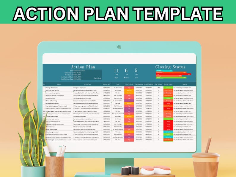 Action Plan Template Editable Excel & Google Sheets Business Strategy ...