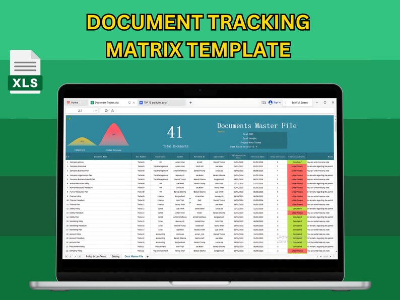 Document Control Matrix Template File Tracker Document Storage ...