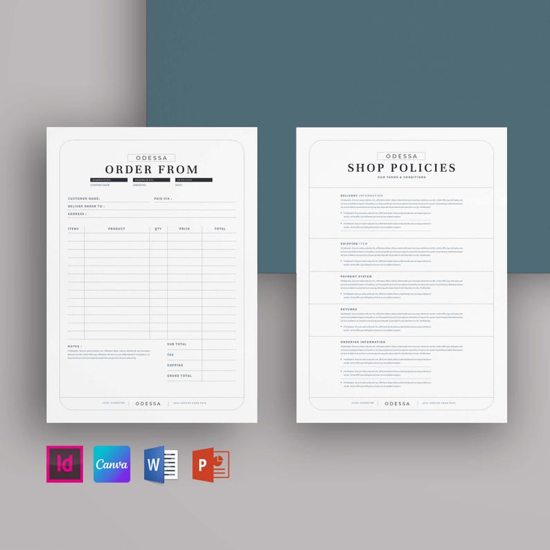 Order Form Purchase Order Template Custom Order Form Purchase Order ...