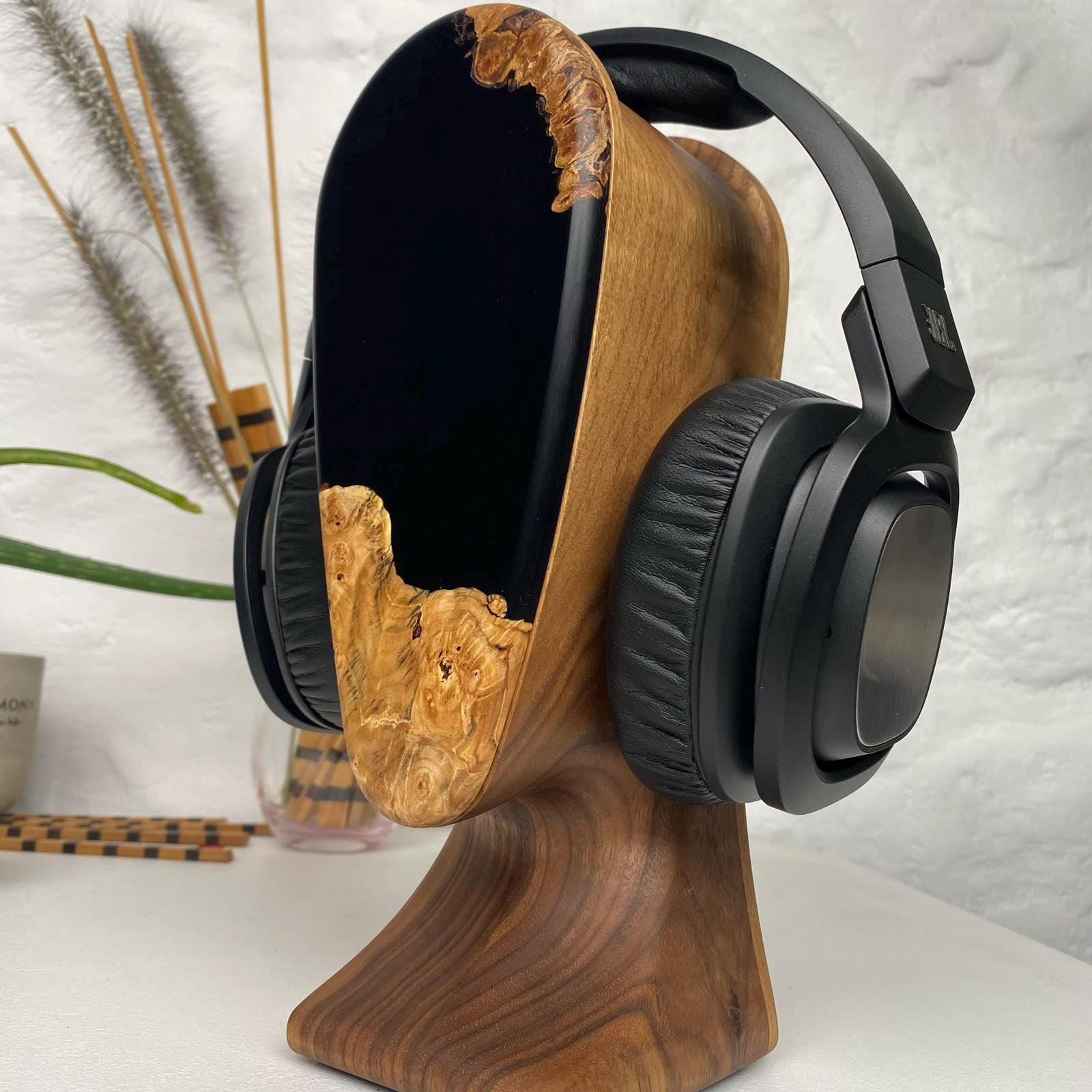 A Delightful Walnut Headphone Stand, Holder, Hanger With a Hidden ...