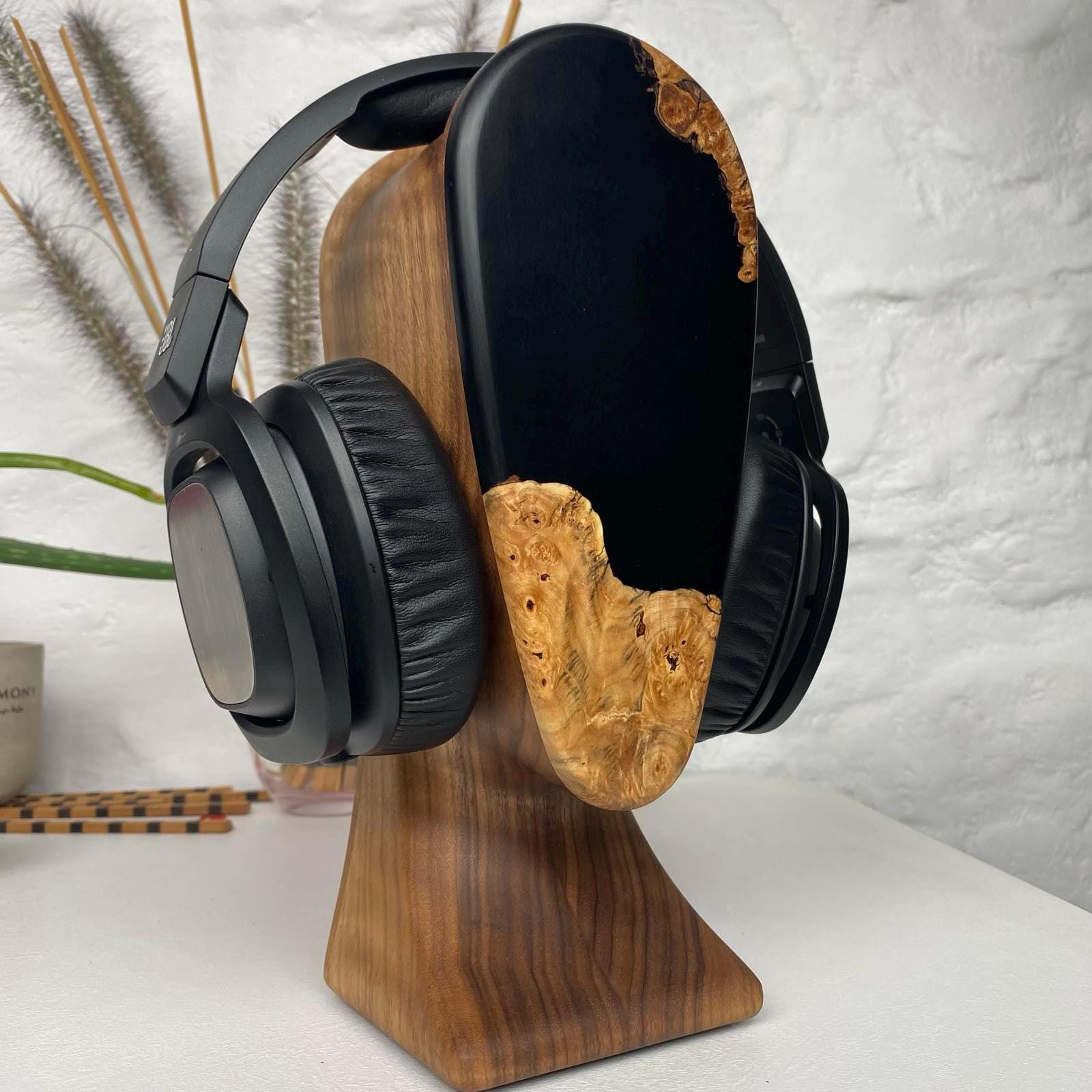 A Delightful Walnut Headphone Stand, Holder, Hanger With a Hidden ...