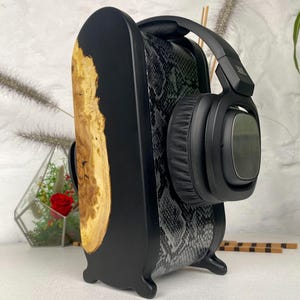 A Glamourous Burl Wood Headphone Stand, Headset Holder, Headphone ...