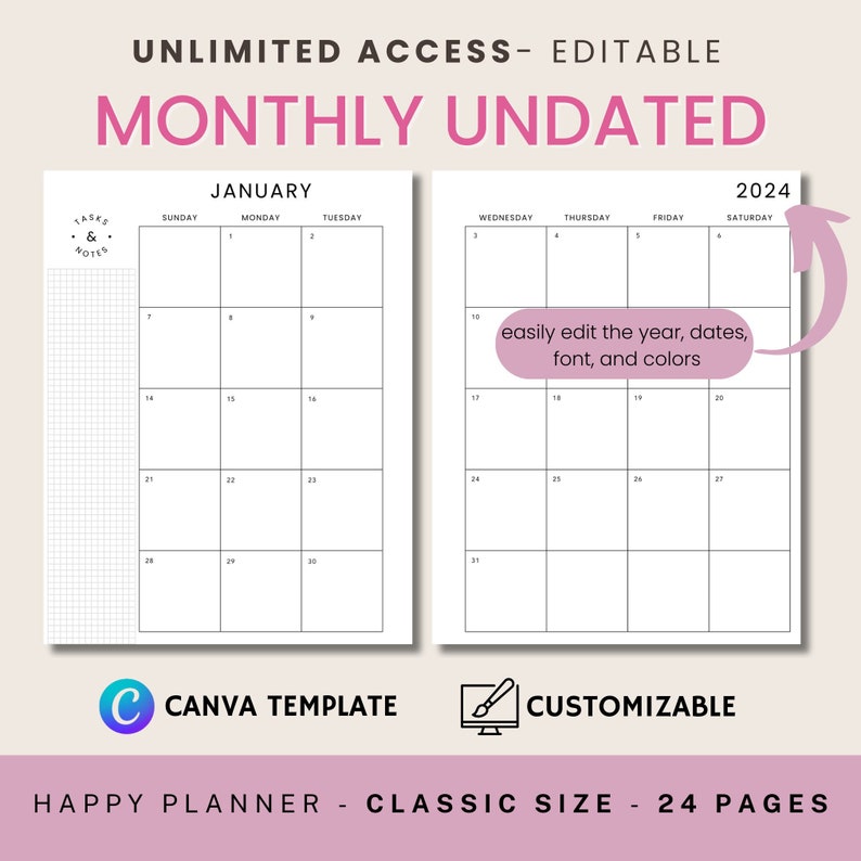 EDITABLE, Classic Happy Planner Inserts, Happy Planner Inserts ...