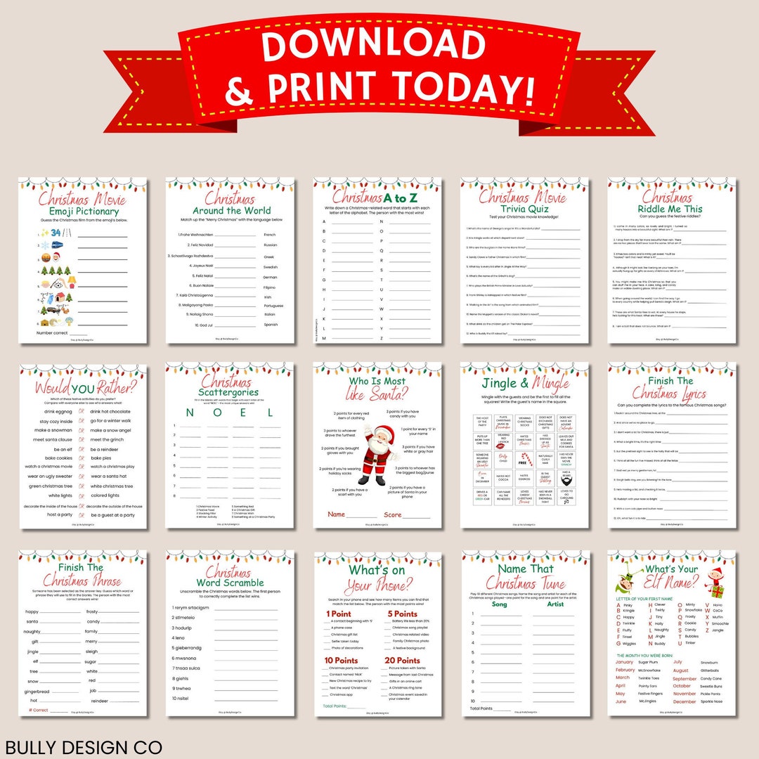 Christmas Games Christmas Games For School Office Christmas Etsy