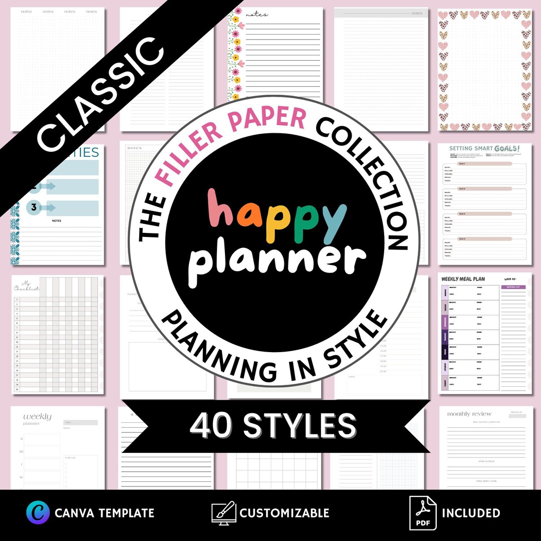 Happy Planner Filler Paper, Templates, Layouts, To-do Lists, Inserts ...