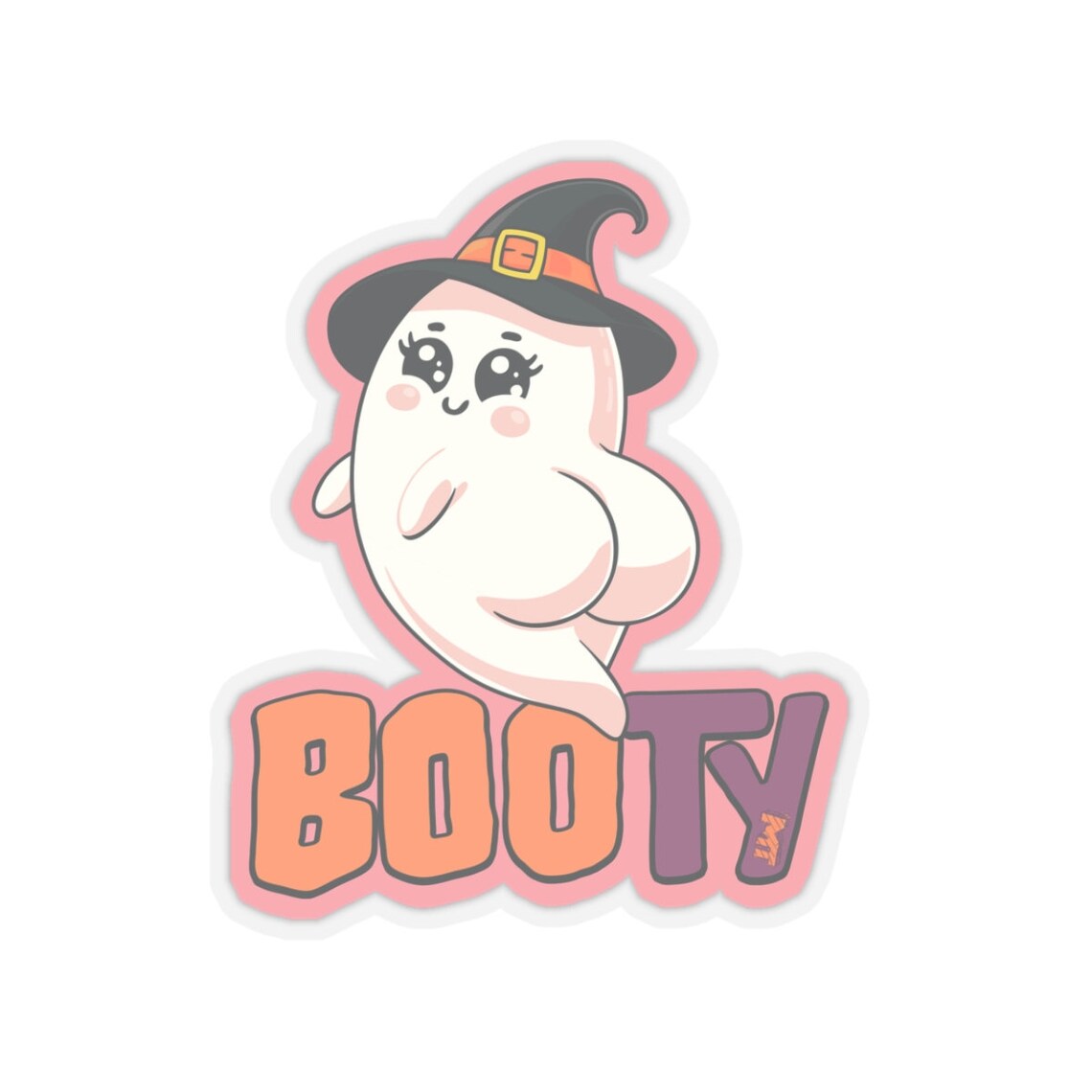 Booty Ghost Kiss-cut Sticker, Funny Halloween Decal, Cartoon Ghost With ...