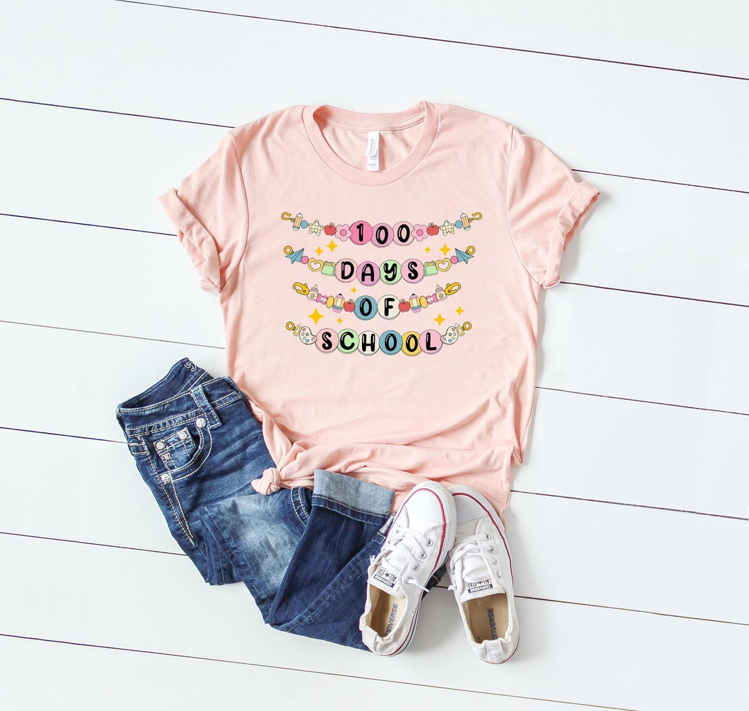 100 Days of School T Shirt, Bracelet 100th Day of School Teacher Shirt ...