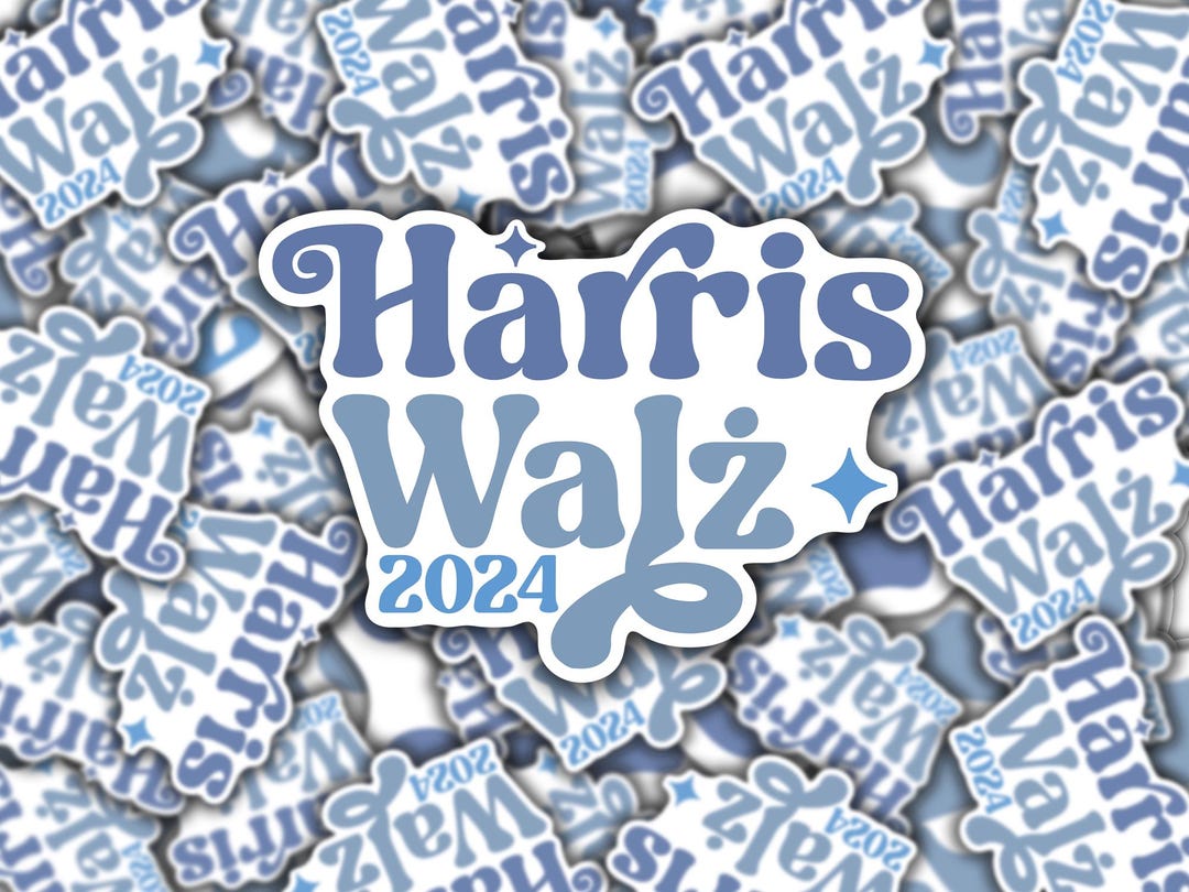 Harris Waltz 2024 Campaign Sticker Retro Blue Design - Etsy