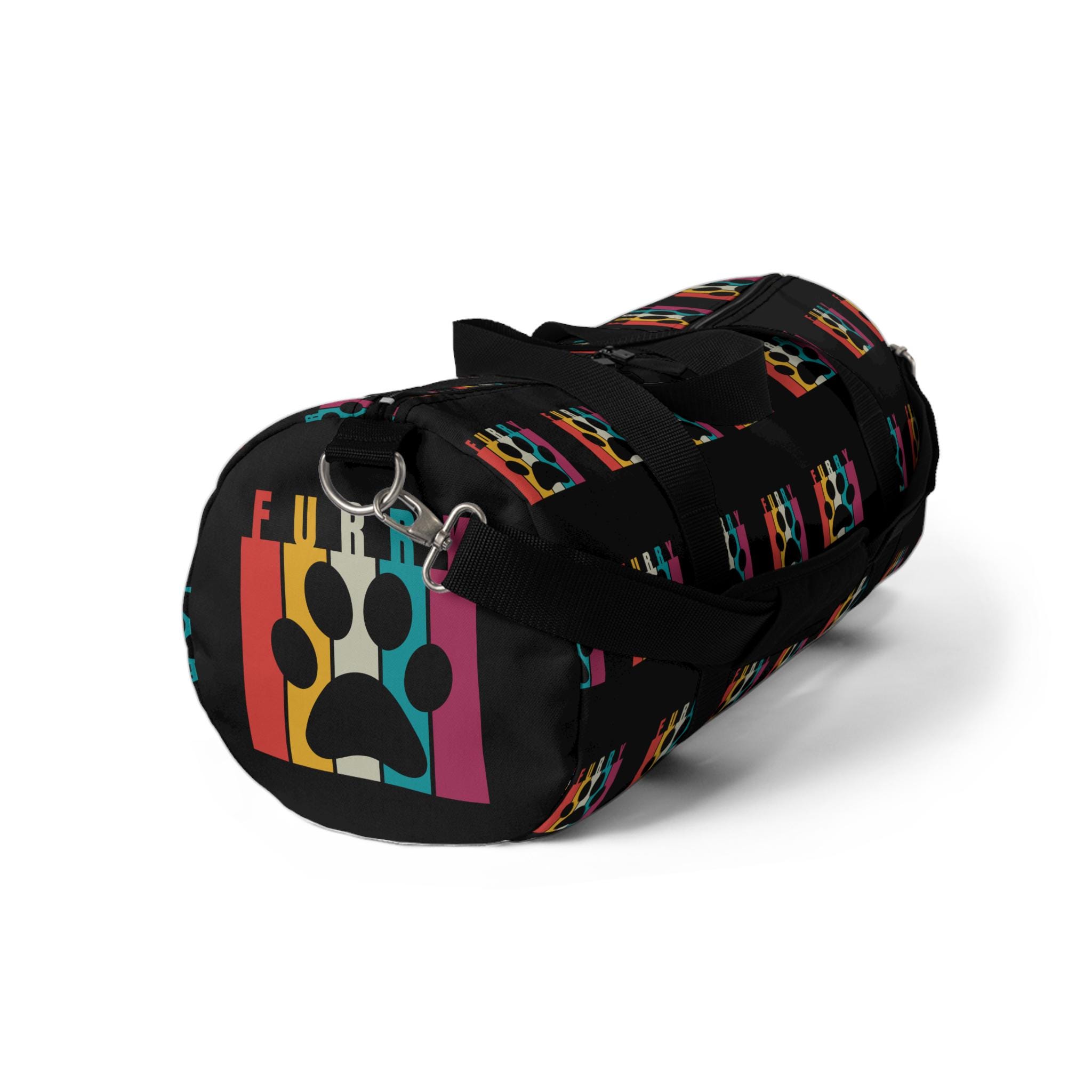 Vibrant Black Furry Paw Bean Duffle Bag Perfect Gift for Pet Lovers and ...