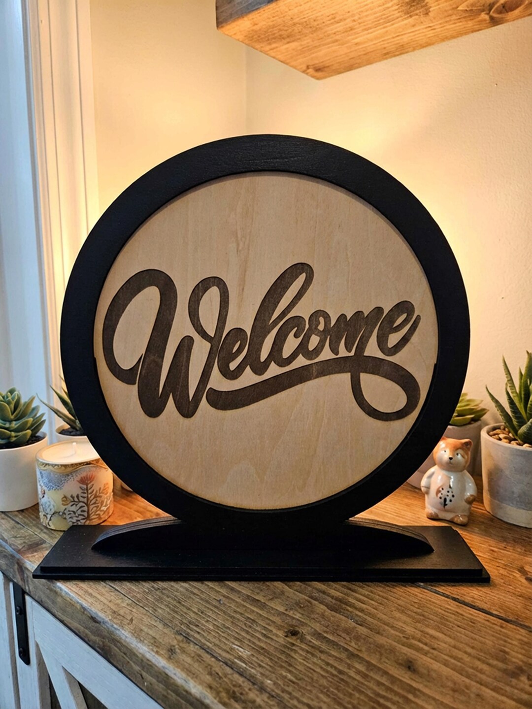 Interchangeable Round Sign Frame SVG With Welcome Insert, Freestanding ...