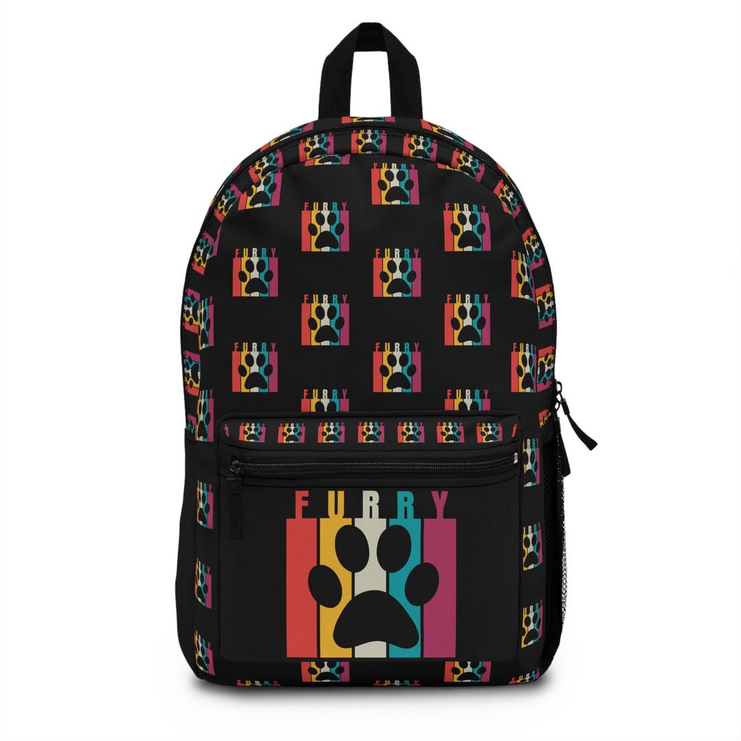 Vibrant Black Furry Paw Bean Backpack Perfect Gift for Pet Lovers and ...