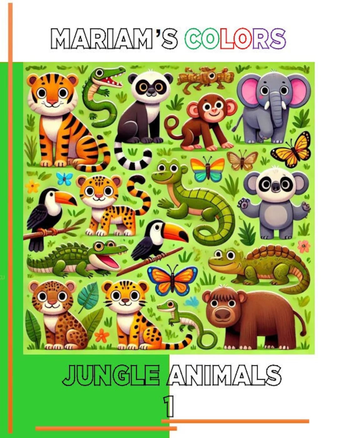 Coloring Book, Jungle Animals 1, Kids Ages 1-5, Collectible, Bilingual ...