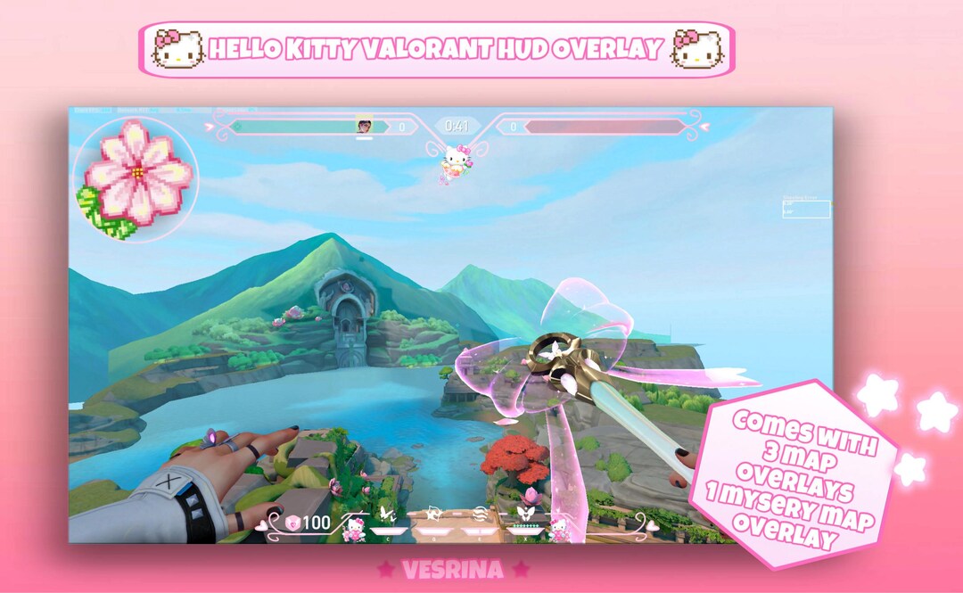 Kitty Kawaii Aesthetic Mystery Map Valorant HUD Overlay | Customizable ...
