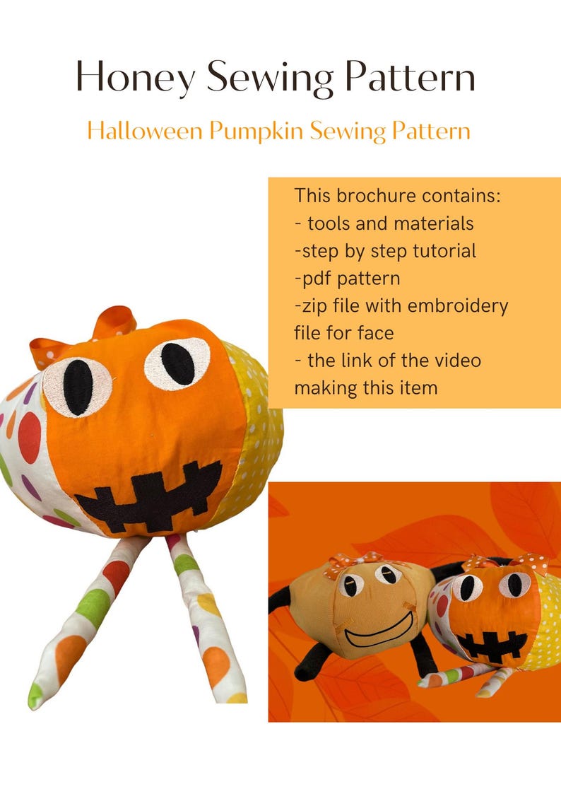 Pumpkin Sewing Pattern Pdf Pattern, Step-by-step Tutorial for Instant ...