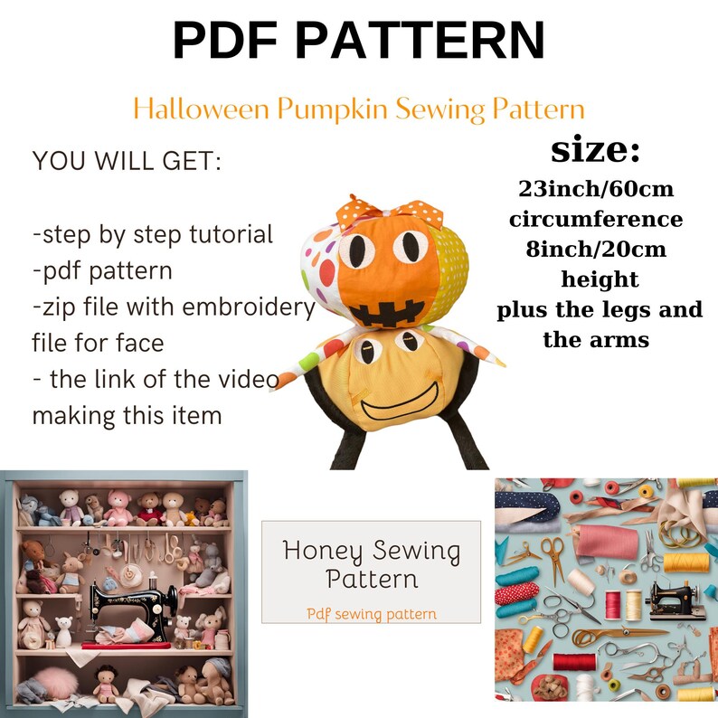 Pumpkin Sewing Pattern Pdf Pattern, Step-by-step Tutorial for Instant Download, Showing How to ...