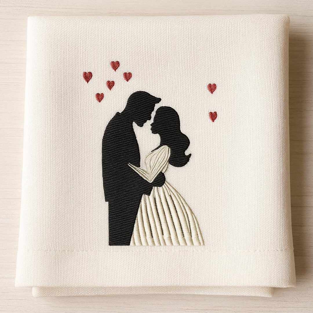 Bride and Groom Embroidery Design: Wedding Silhouette Applique (5x7 ...