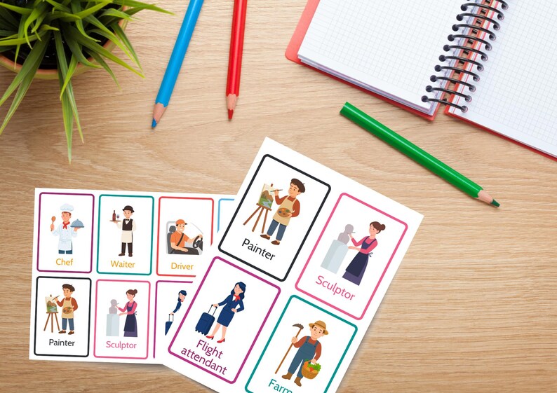 32 Occupations Flashcards for Kids Printable Montessori Jobs Flash ...