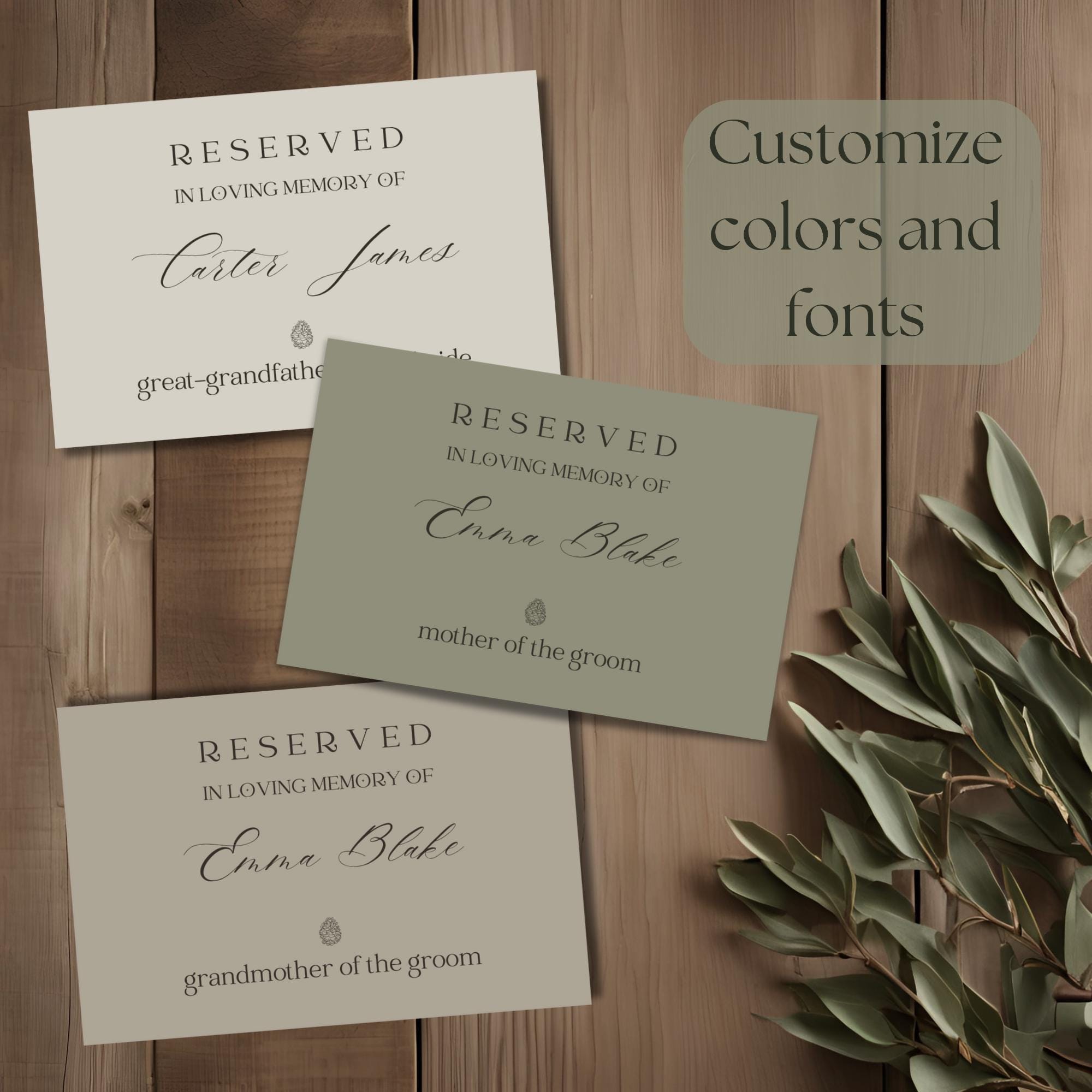 Editable Reserved Seat Template for Weddings | Personalized "in Loving ...