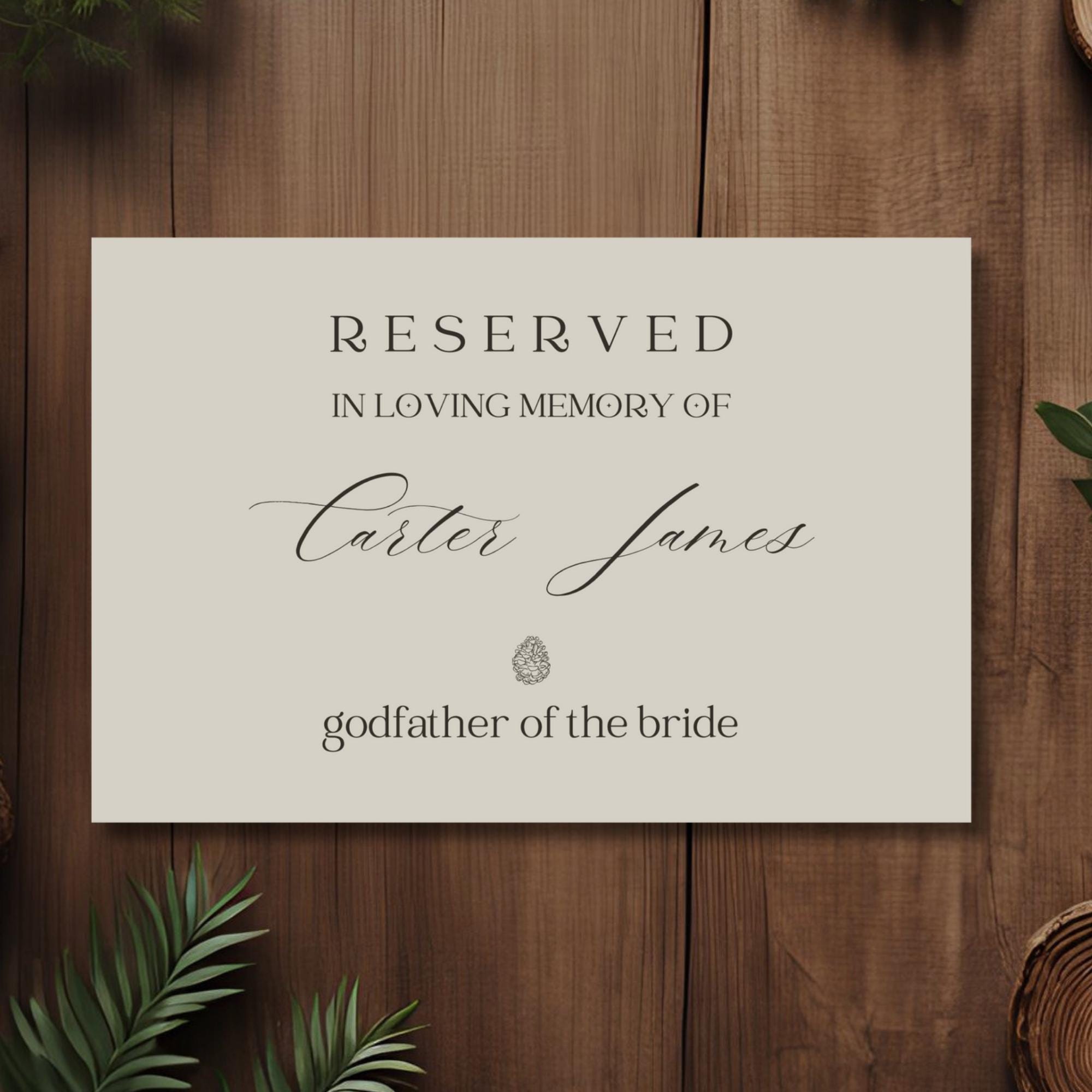 Editable Reserved Seat Template for Weddings | Personalized "in Loving ...