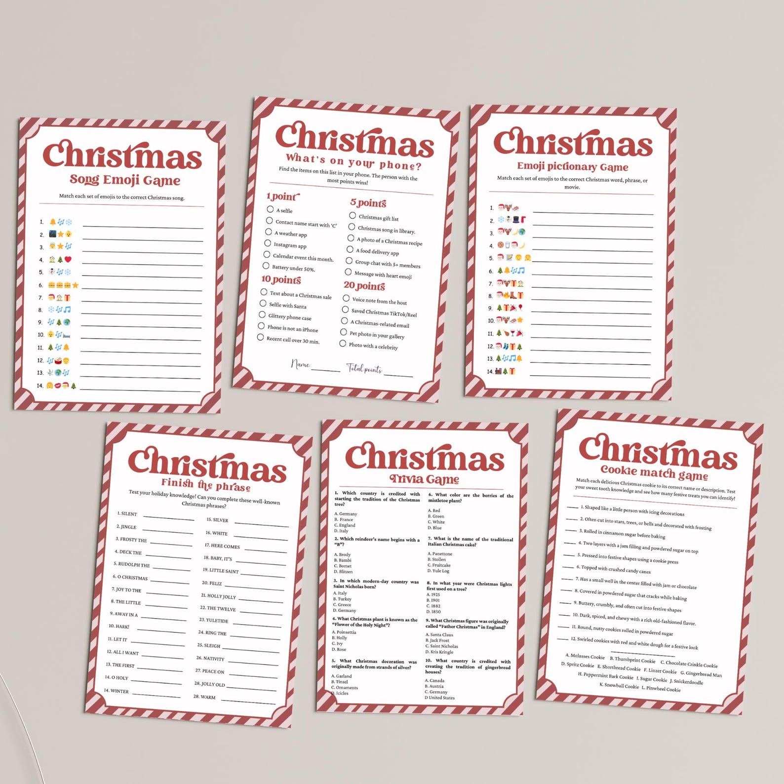 12 Printable Christmas Party Game Bundle, Printable Party Games for ...