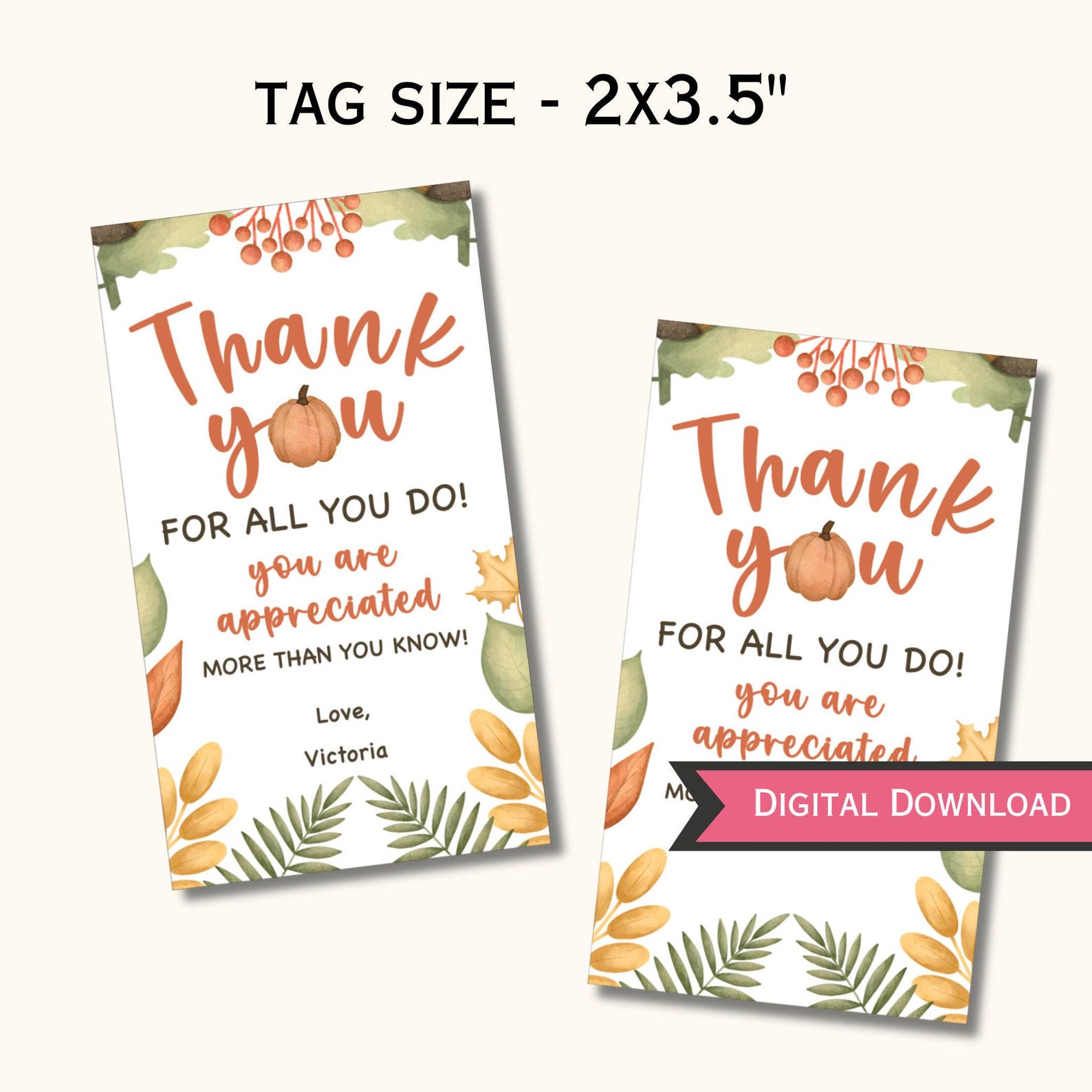 Fall Thank You Tags - Fall Appreciation Tags for Staff Appreciation ...