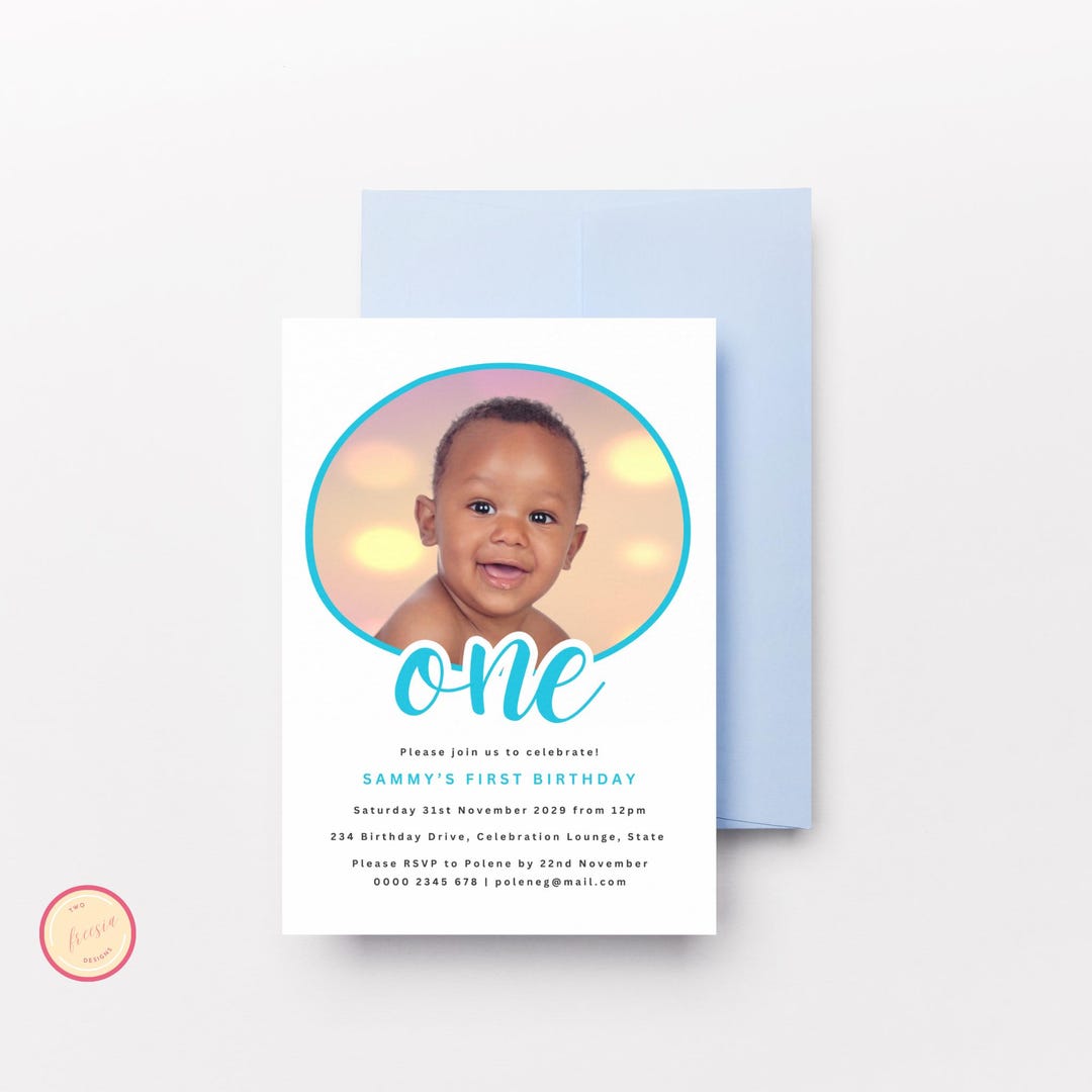Editable 1st Birthday Photo Invitation, Minimal First Birthday Invite ...