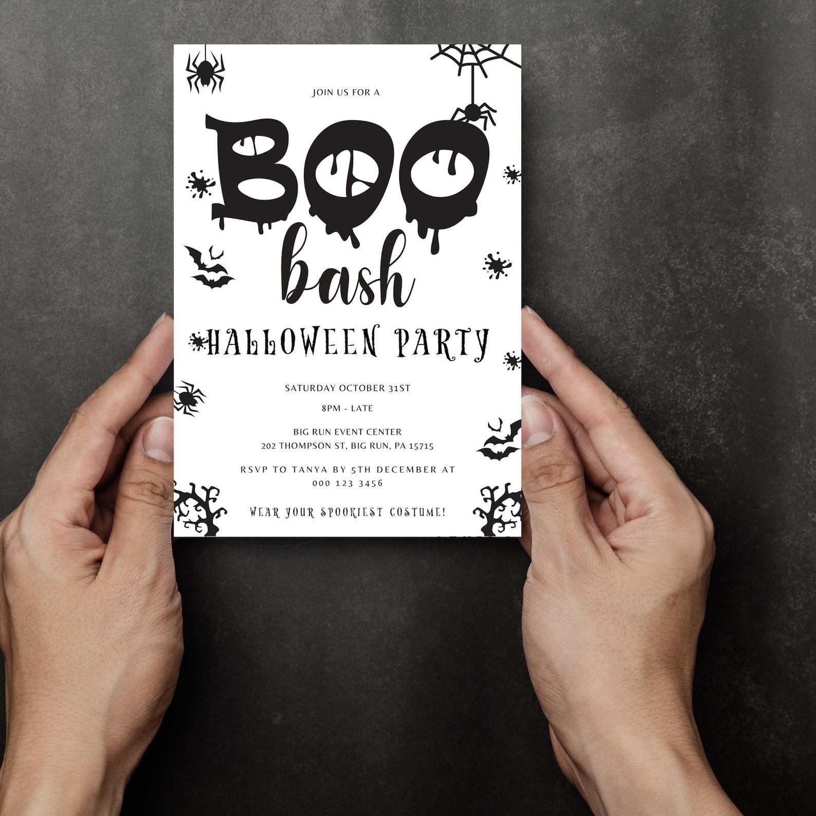 Boo Bash Halloween Party Invitation - Gothic Brunch Invite - Editable ...