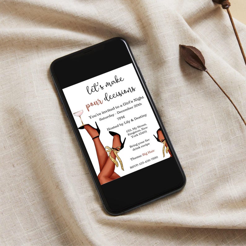 Let's Make Pour Decisions Invitation Template - Editable Ladies Night ...