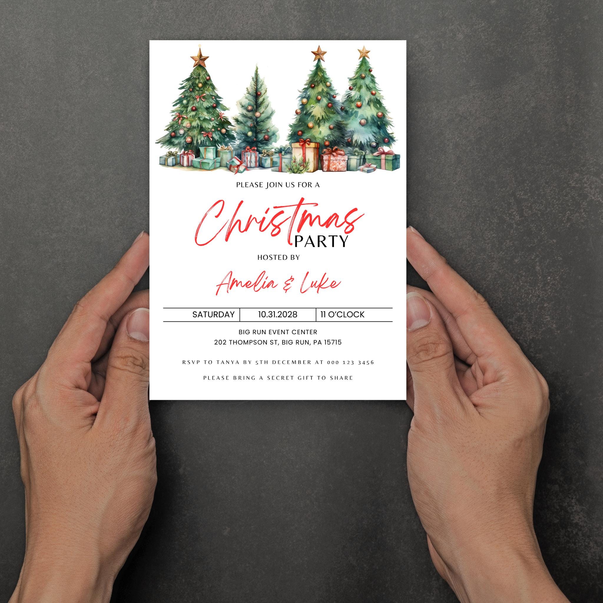 Editable Christmas Party Invitation, Christmas Tree Invitation ...