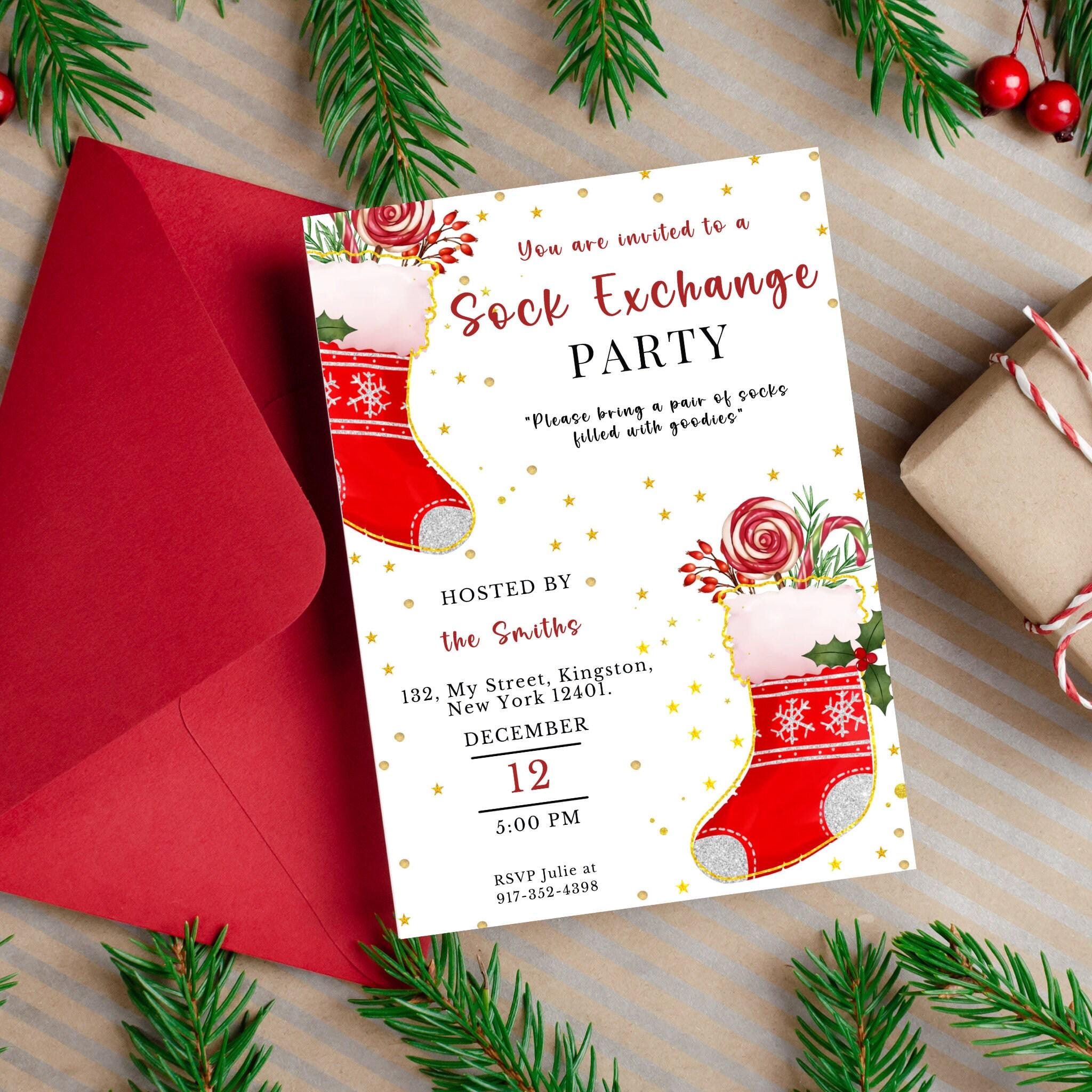 Sock Exchange Party Invitation - Printable Christmas Holiday Invite ...