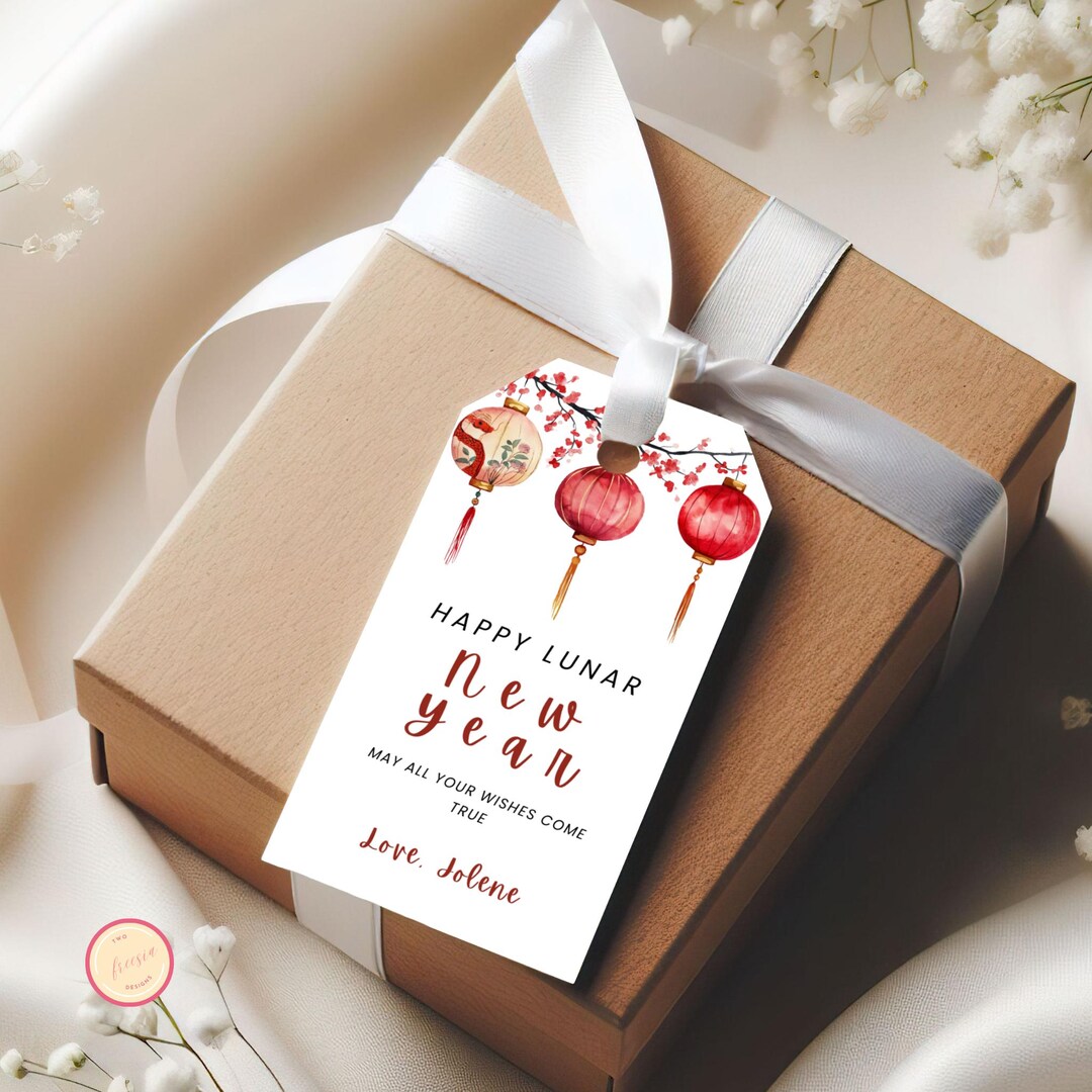 Chinese New Year Party Favor Tag, Lunar New Year Party Celebration Gift ...