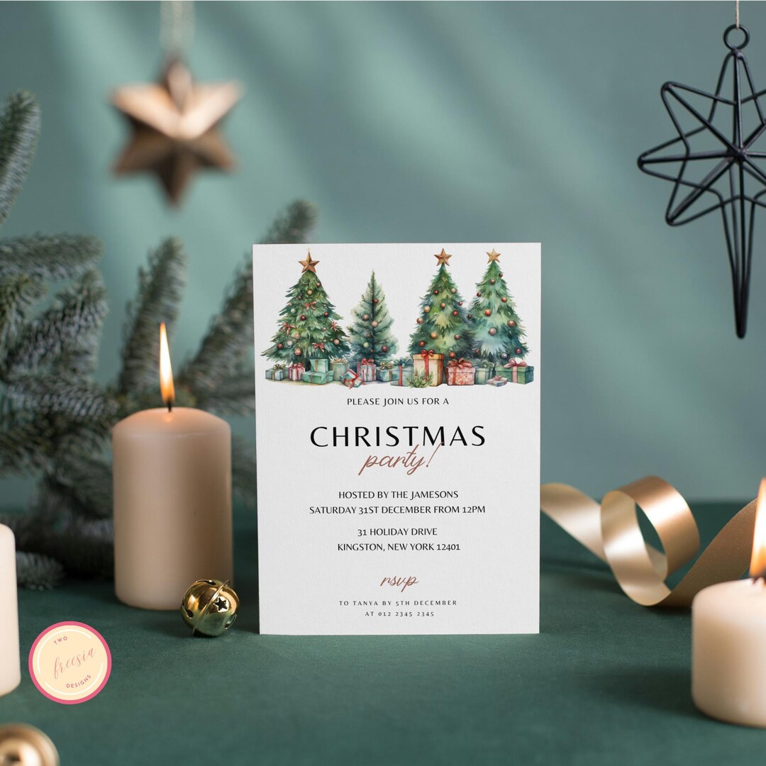 Editable Christmas Party Invitation, Christmas Tree Invitation ...
