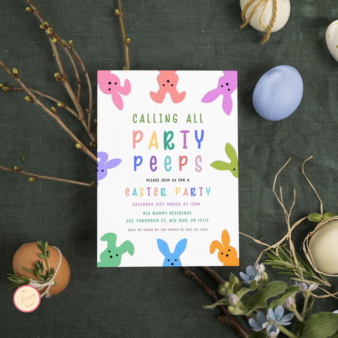 Party With My Peeps Invitation Template, Easter Invitation Template ...