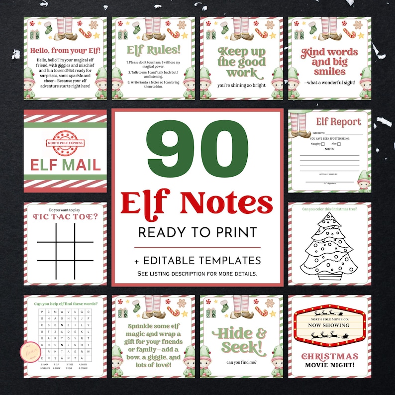 90 Elf Note Card Mega Bundle, Elf Games, Jokes, Riddles & Activities ...