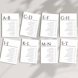 5x7 Alphabetical Seating Chart Template, Printable Seating Plan ...