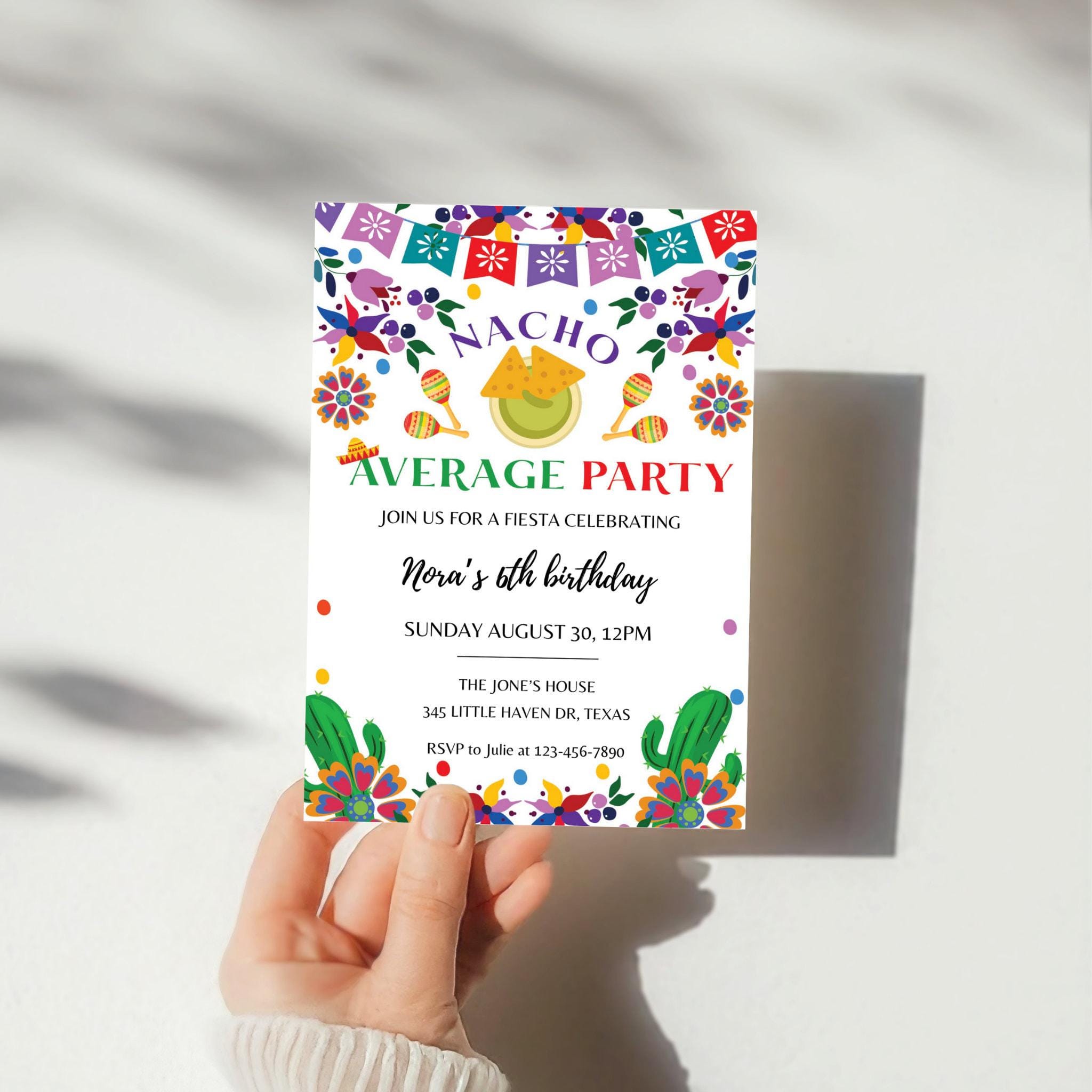 Nacho Average Party Invitation - Any Age Taco Invite - Mexican Fiesta ...