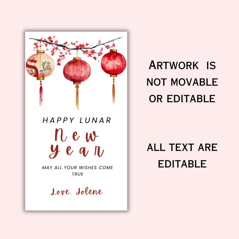 Chinese New Year Party Favor Tag, Lunar New Year Party Celebration Gift ...