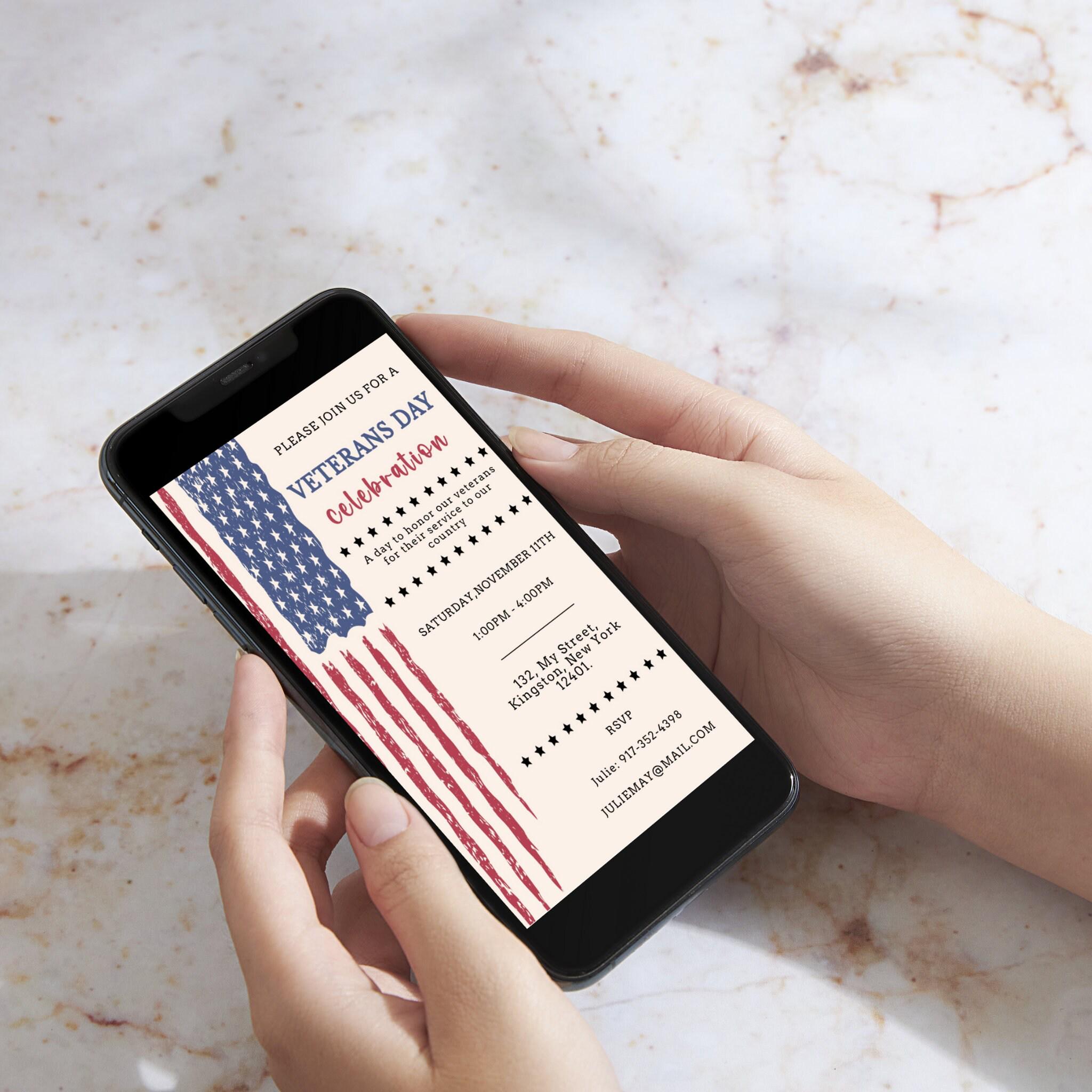 Editable Veterans Day Invitation Template - Dinner Party Invite/card ...