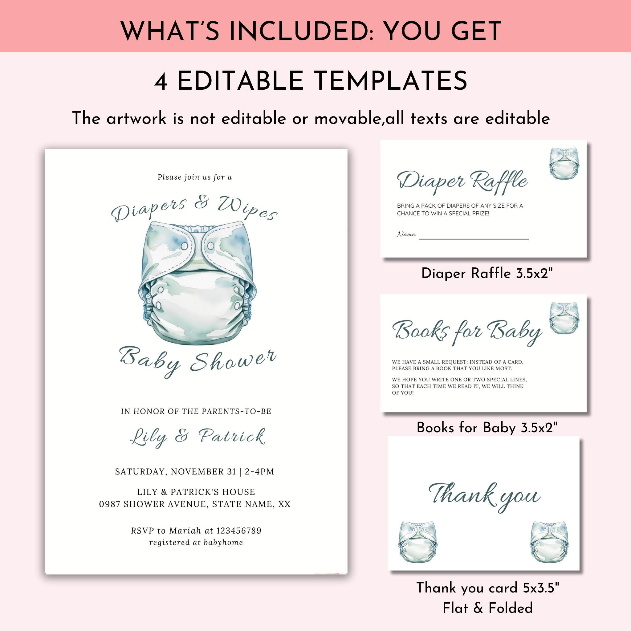Diapers and Wipes Shower Invitation Bundle, Diaper Shower Invite ...