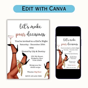 Let's Make Pour Decisions Invitation Template - Editable Ladies Night ...